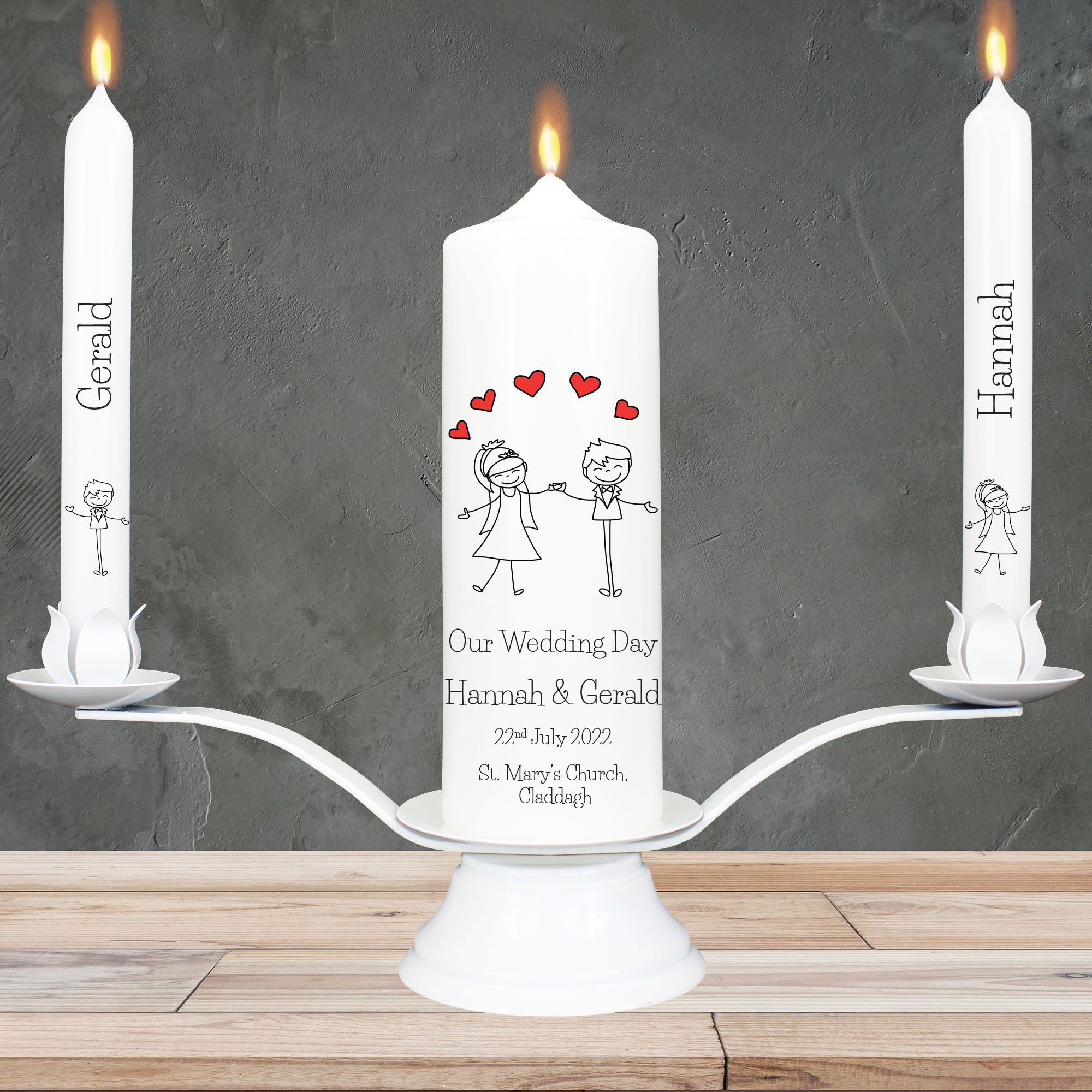 Personalised Wedding Candles Love Doodle – Corrib Candles