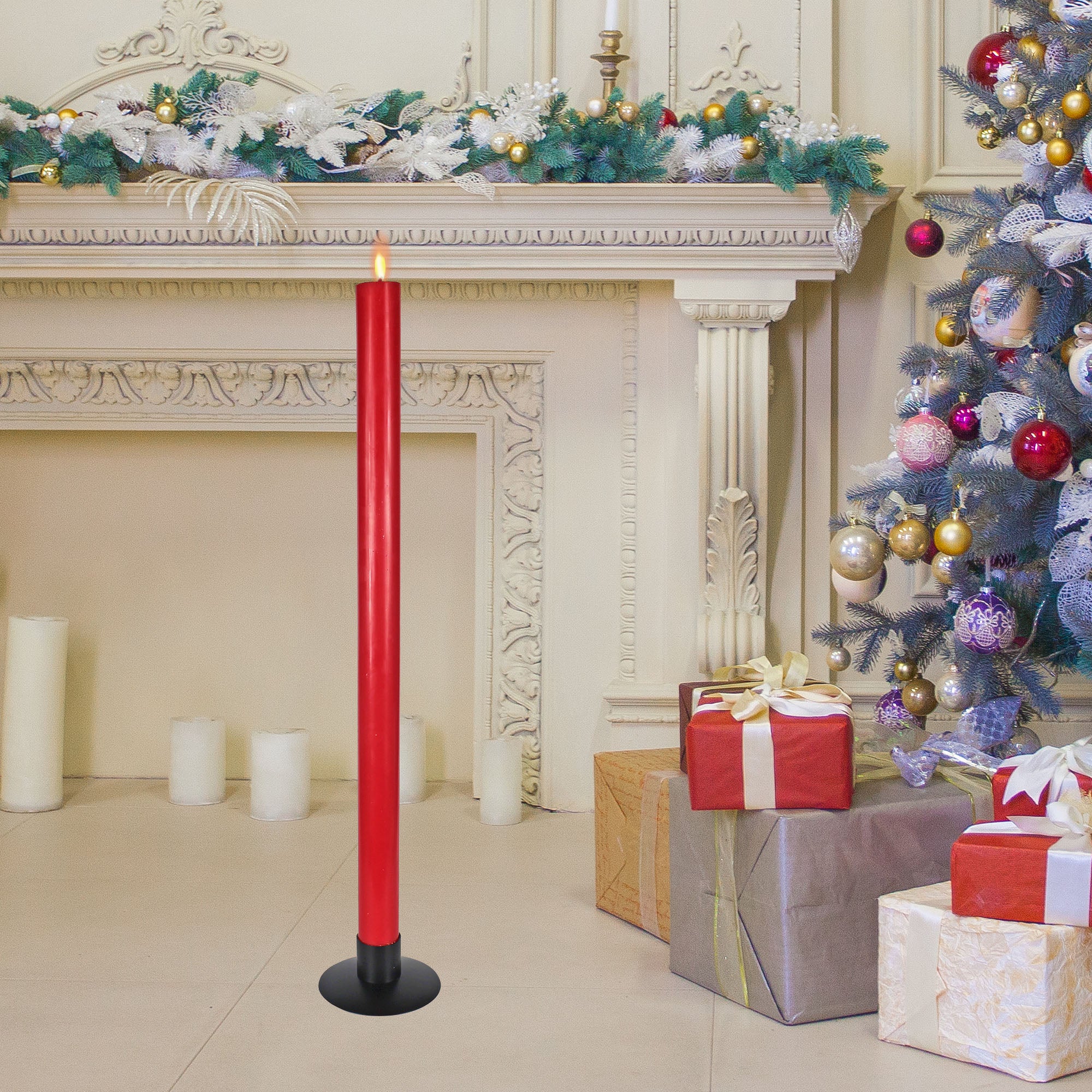 Tall Traditional Red Christmas Candle – Corrib Candles