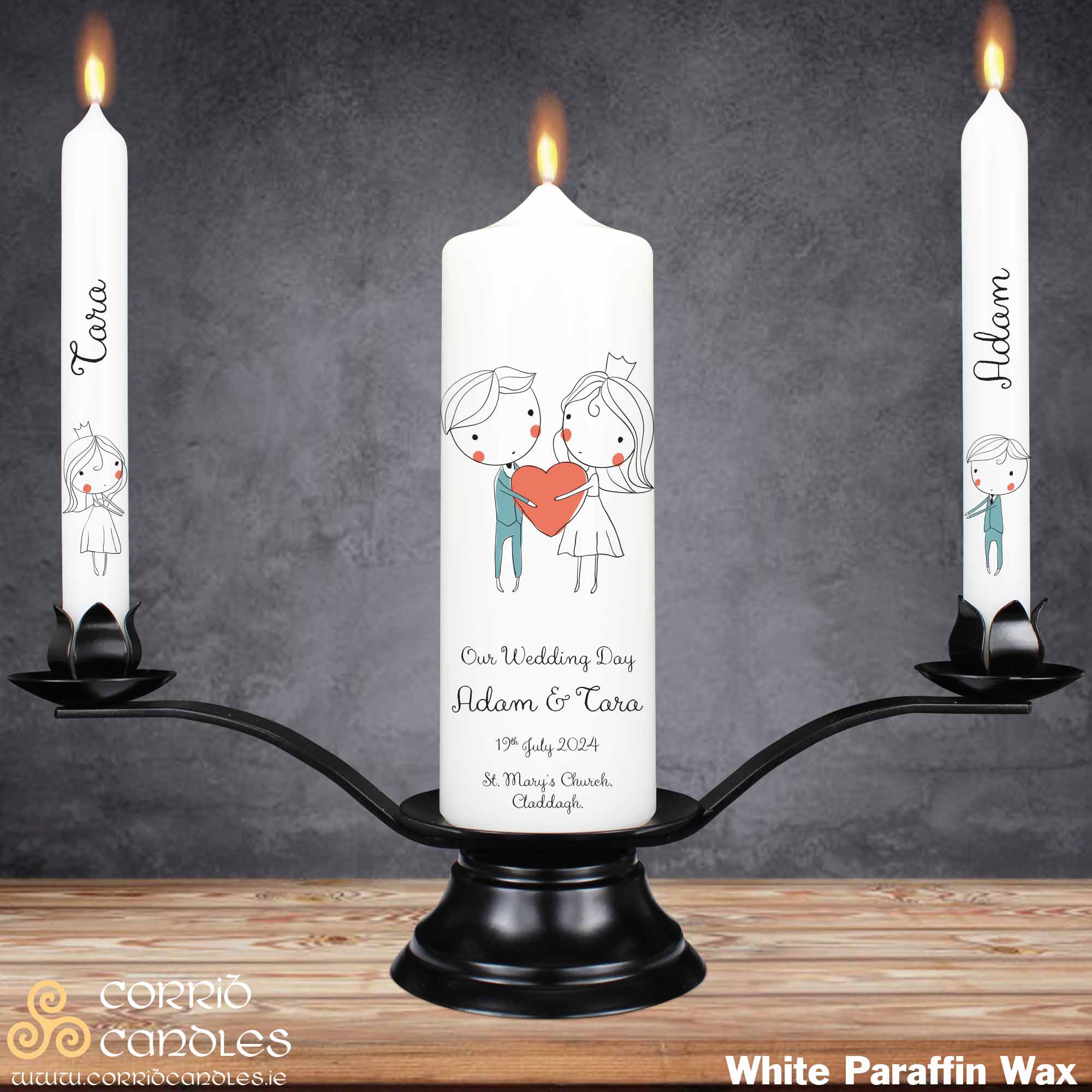 Personalised Wedding Candles Cute Couple – Corrib Candles